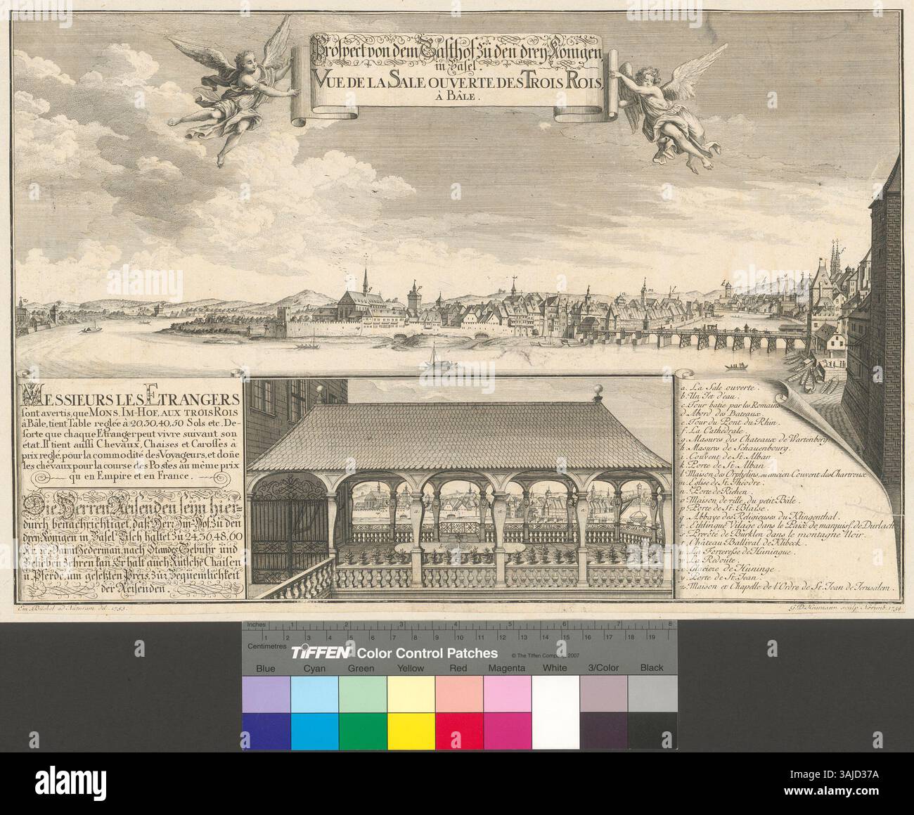 A 1754 etching by Emanuel Büchel, depicting a prospect of the Gasthof ...