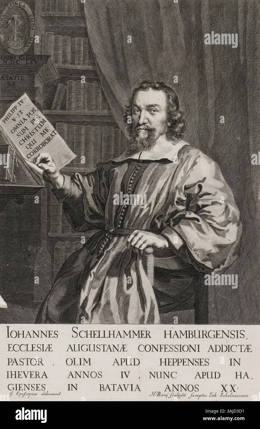 A copperplate engraving of Johann Schelhammer, created by Hendrick Bary ...