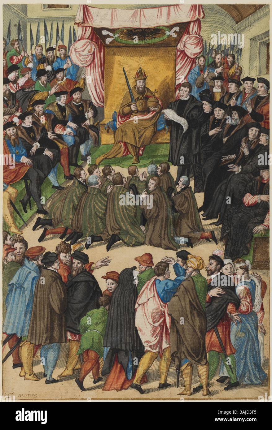 A 1540 drawing by Jan Cornelisz Vermeyen depicting the punishment of ...