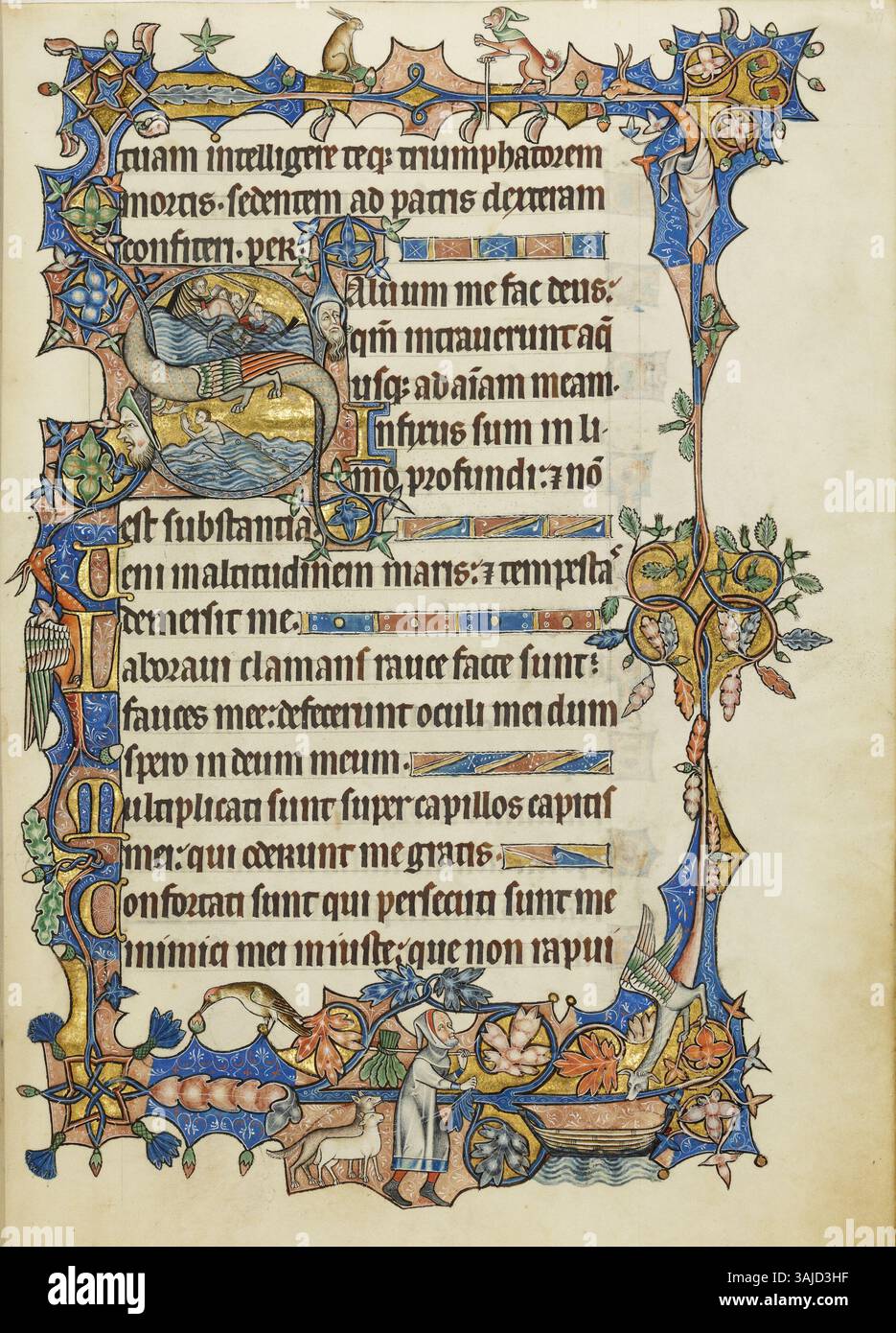 Folio 89r of the Ormesby Psalter, dating between 1250 and 1330 ...