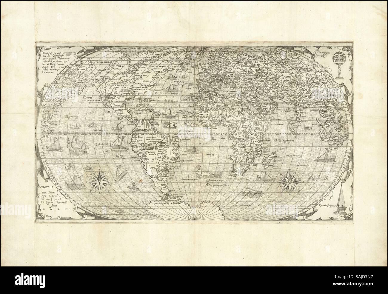 A 1562 world map by Paolo Forlani, titled 'Paulus de furlanis ...