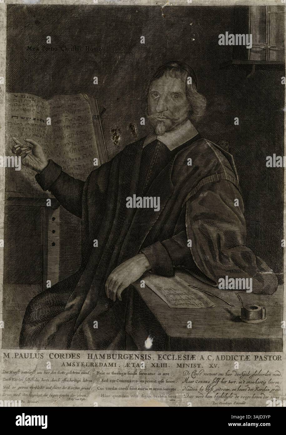 A copper engraving portrait of Paul Cordes, created by Jan Craelinge ...