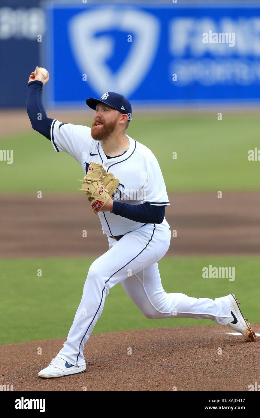TAMPA, FL - APRIL 10: Tampa Bay Rays Pitcher Zack Littell (52) delivers ...