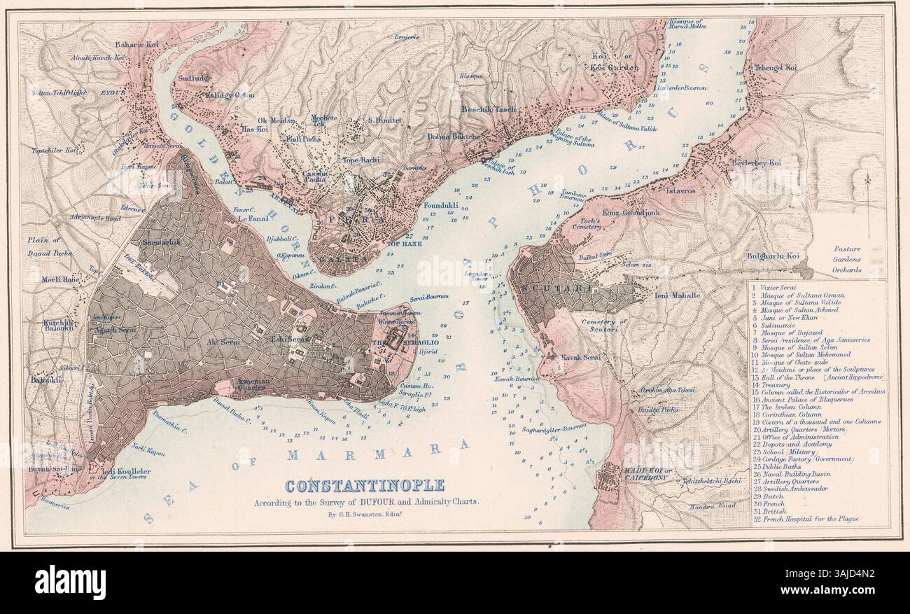The 1855 map of Istanbul offers a detailed topographical view of the ...