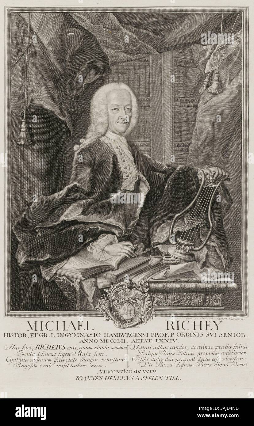 This 1752 copper engraving by Christian Fritzsch depicts Michael Richey ...
