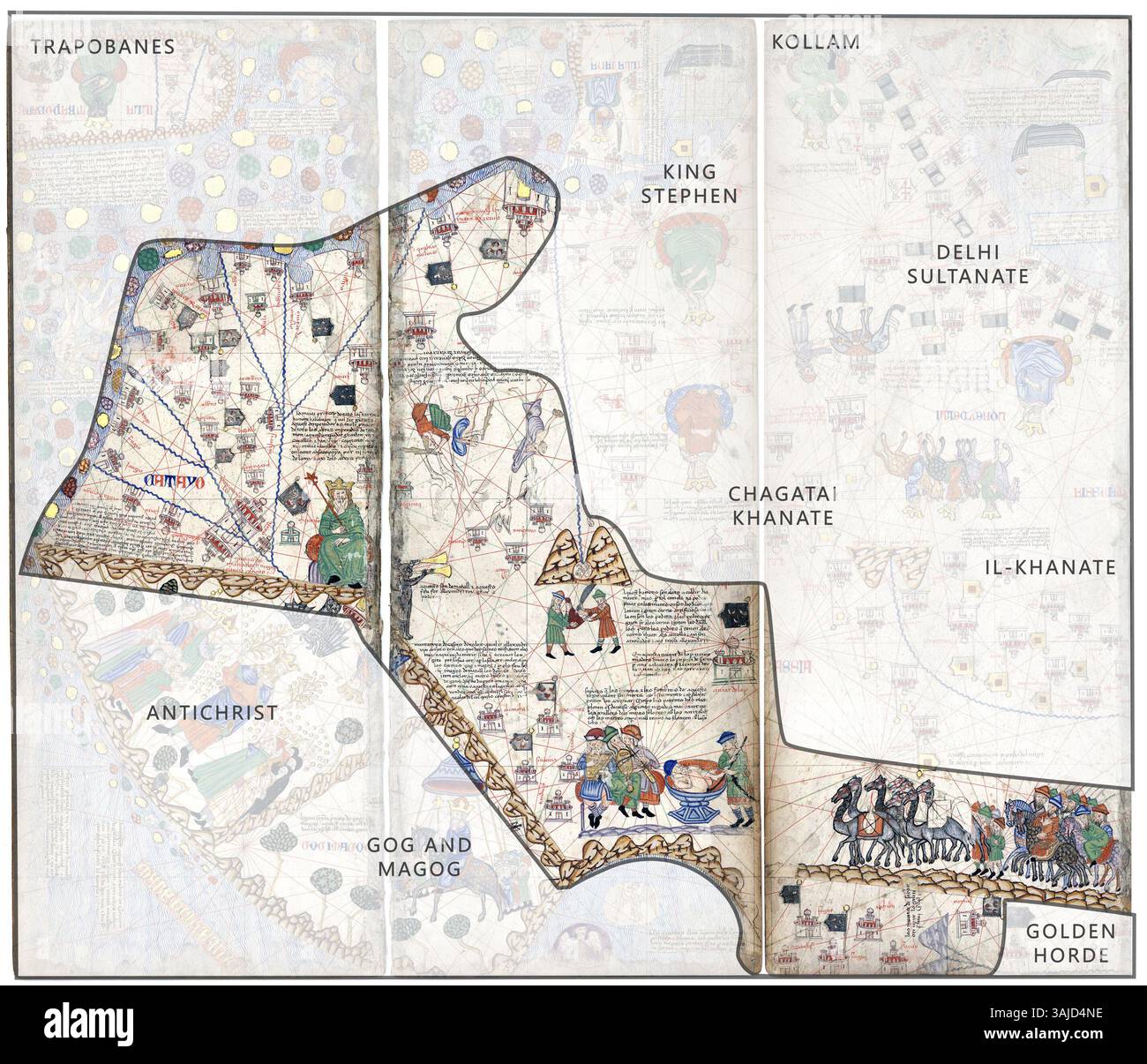 The 'Empire of the Great Khan' or 'Catayo' as shown in the Catalan ...