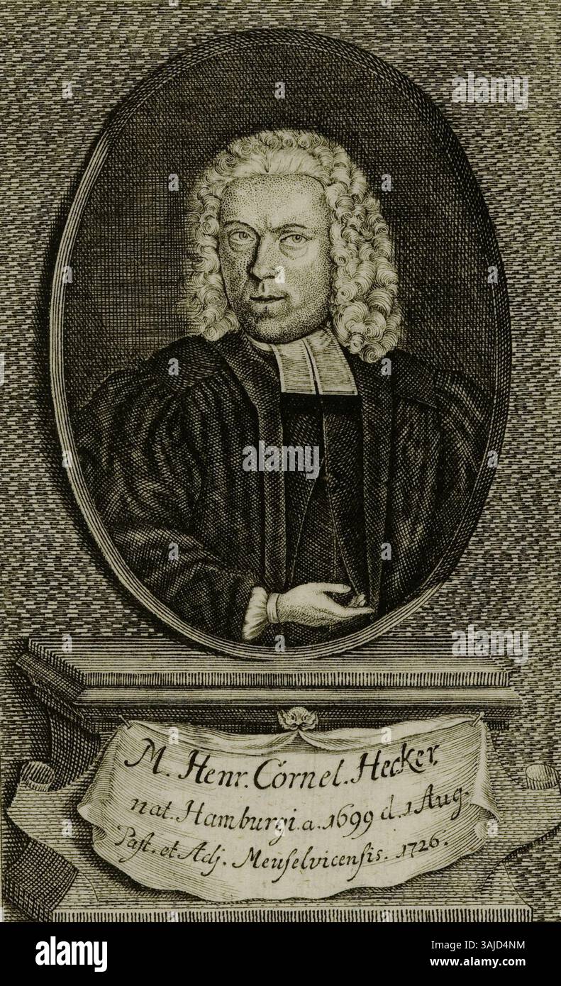 Portrait of Heinrich Cornelius Hecker, engraved by Johann Gottfried ...