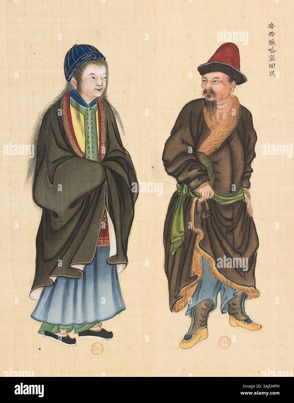The 1769 painting 'Huang Qing Zhigong Tu' depicts Uyghur people from ...