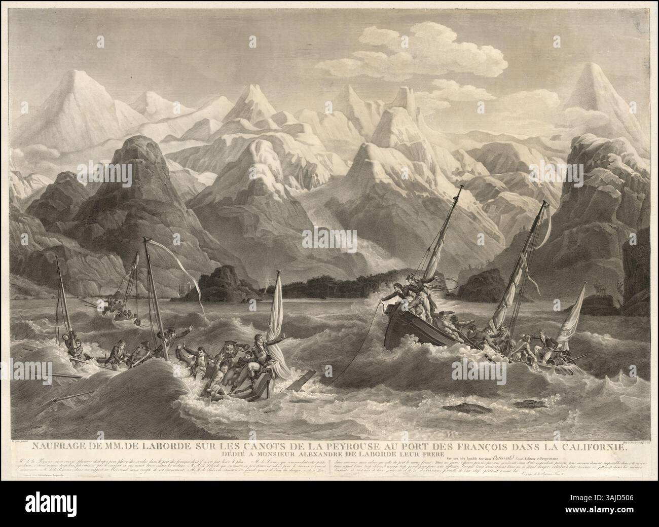 This 1786 engraving by Louis-Philippe Crépin illustrates the shipwreck ...