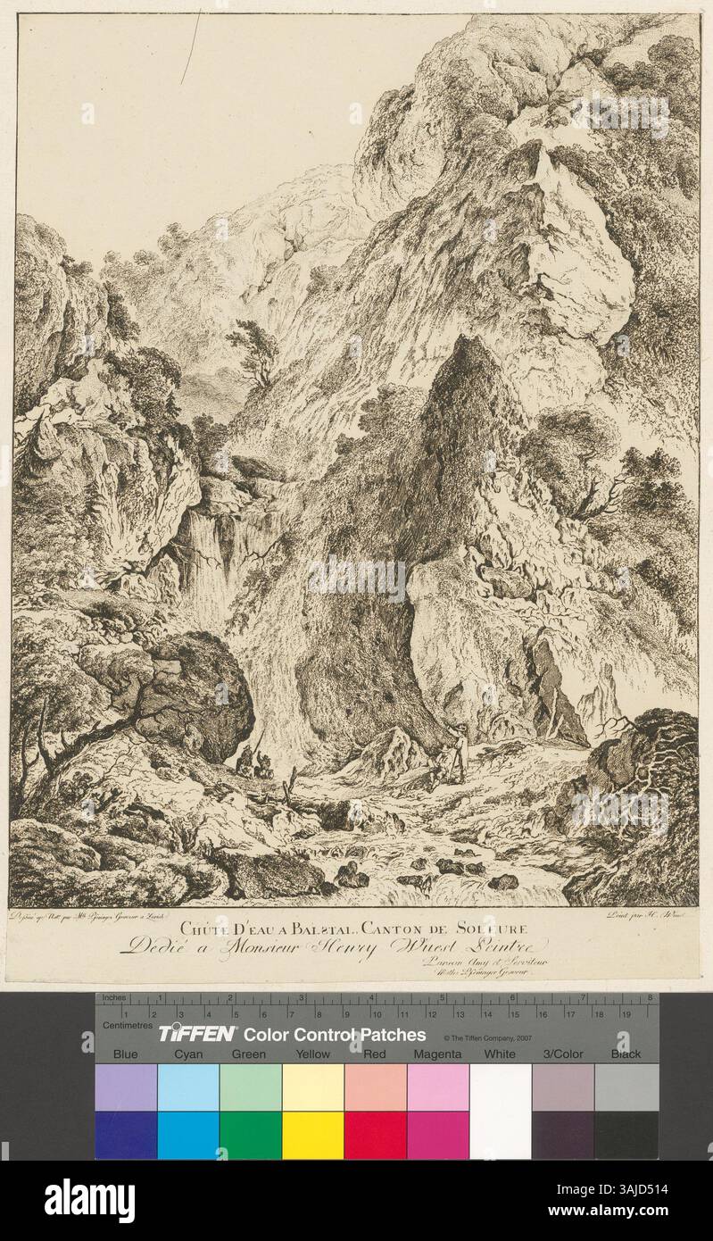 This 18th-century etching shows a waterfall in the Balstal region of the Solothurn canton ...
