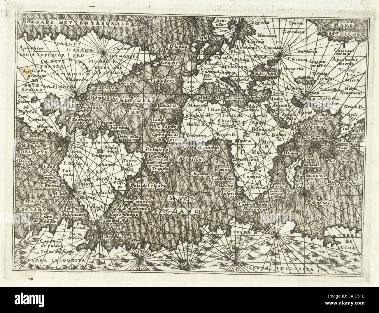 The 1576 map of the world by Tomasso Porcacchi illustrates global ...