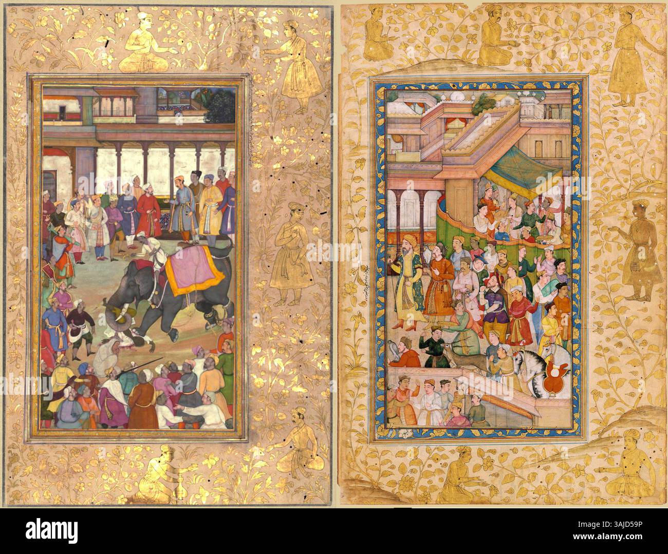 This painting depicts the execution of an individual by elephant, a ...