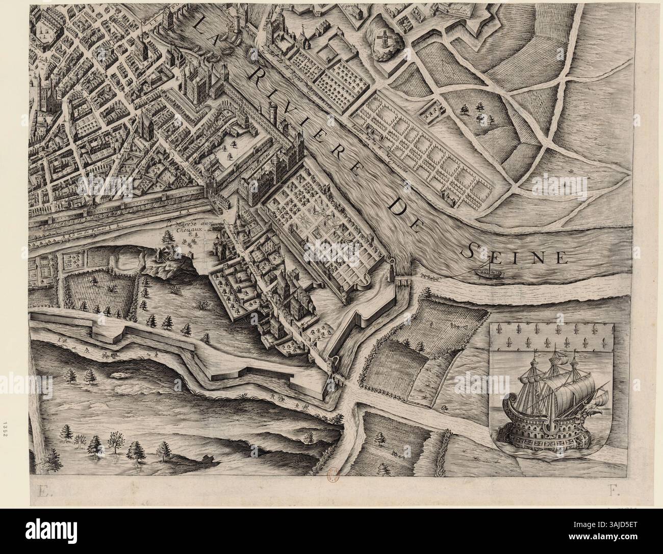 The lower right panel of the Vassallieu map of Paris, from 1609 ...