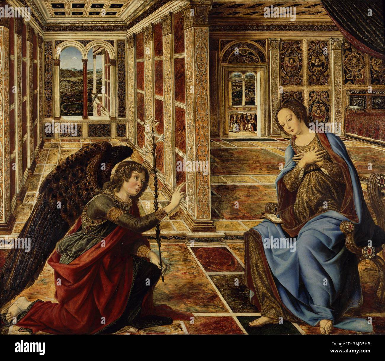 This painting, 'Annunciation to Mary' by Piero del Pollaiuolo, dates ...