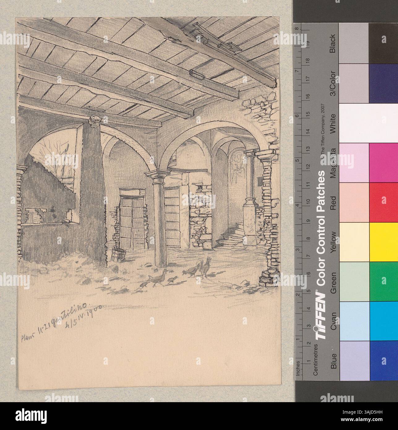 This 1900 drawing by Johann Rudolf Rahn shows an interior view of a ...