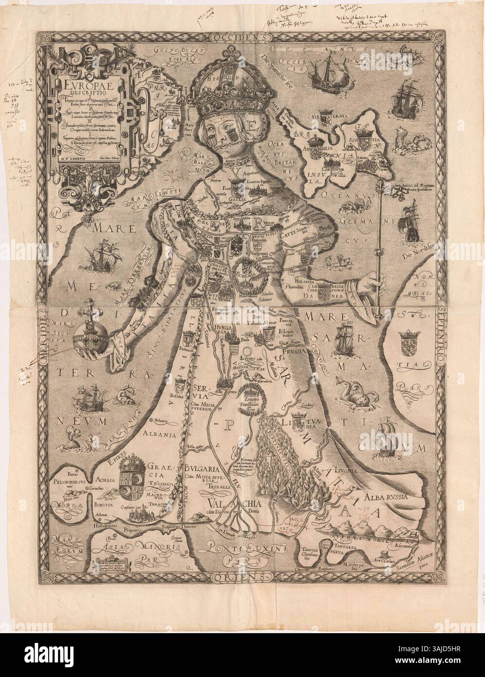 Engraving and letterpress from 'Europae Descriptio' by Matthias Quad ...