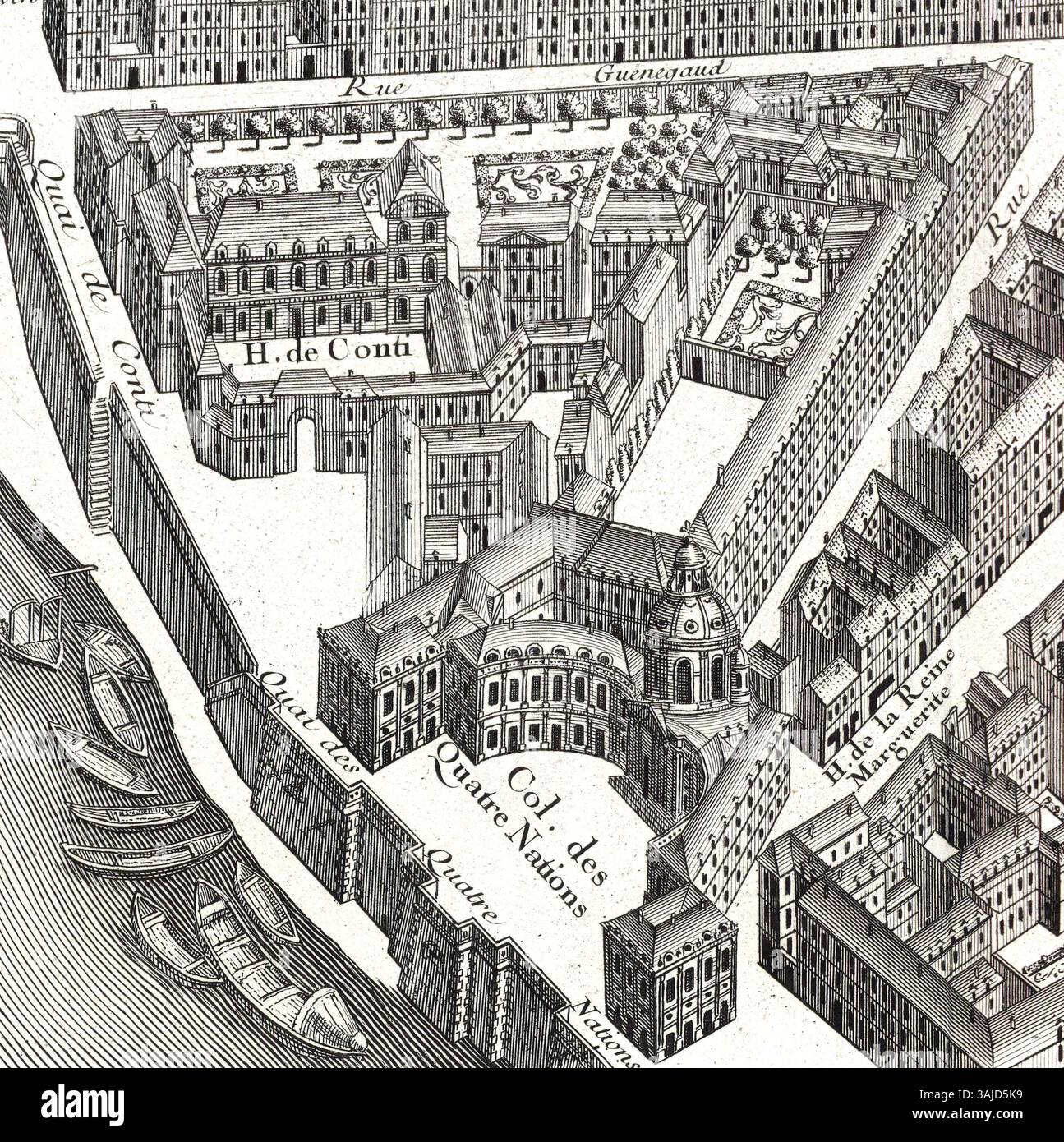 Map depicting the Hôtel de Conti and Collège des Quatres Nations in ...