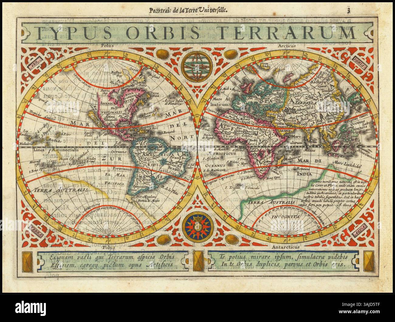 The *Typus Orbis Terrarum* map, created by Jan Janssonius in 1628 ...
