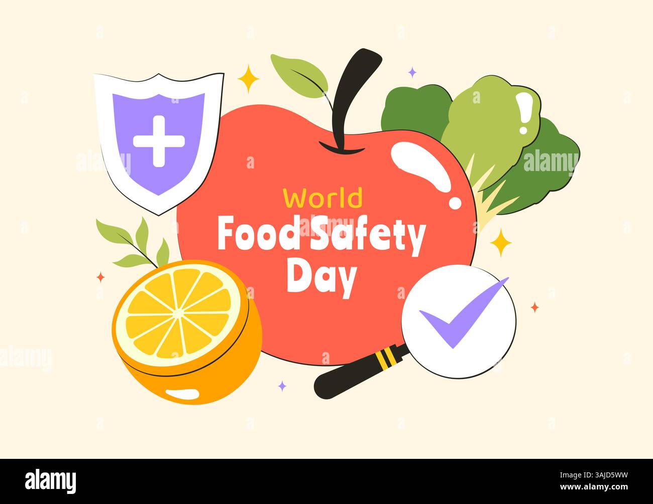 World Food Safety Day Vector Illustration on June 7 to Raise Awareness ...
