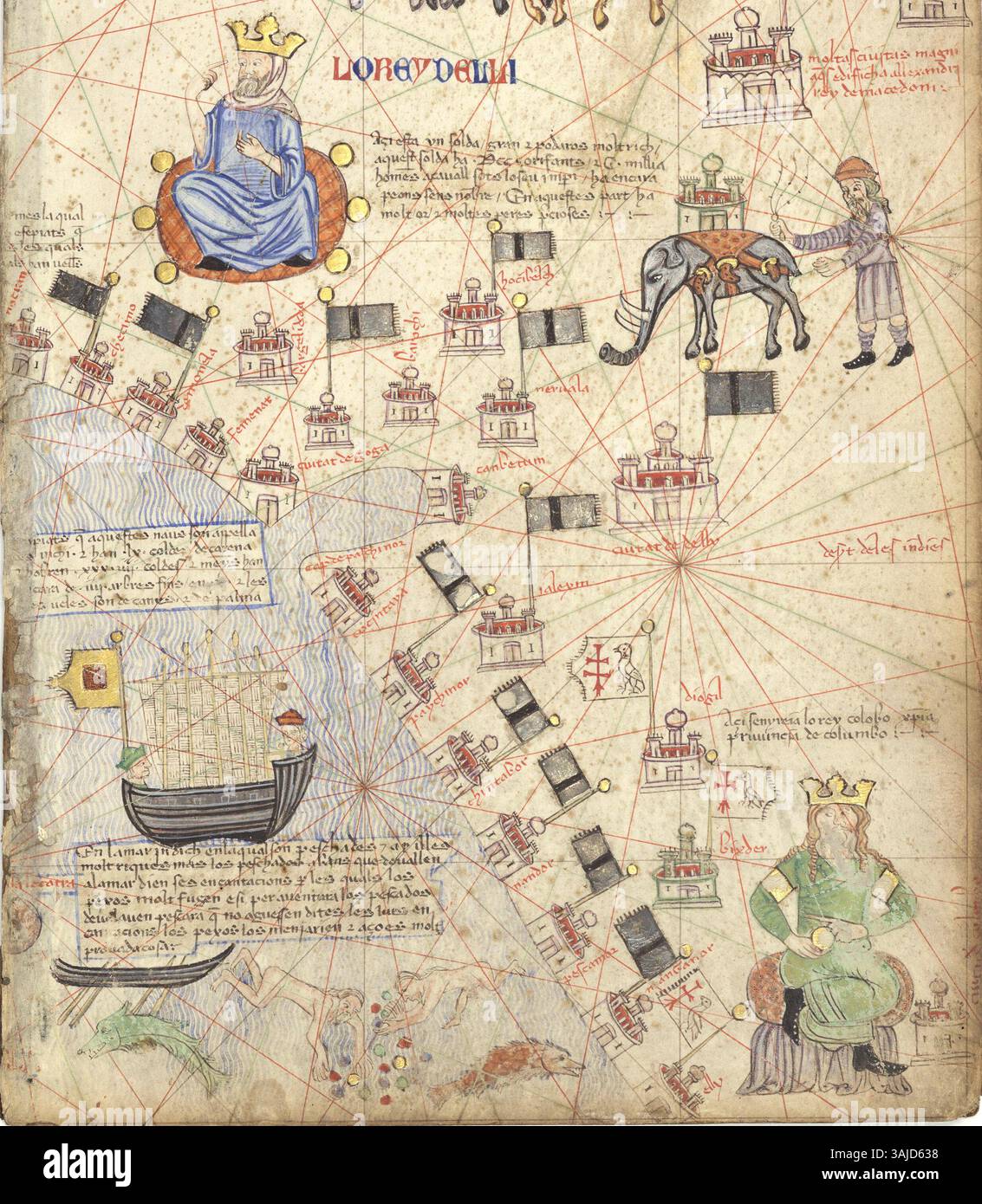 The Catalan Atlas (1375) features depictions of the Sultan of Delhi and ...