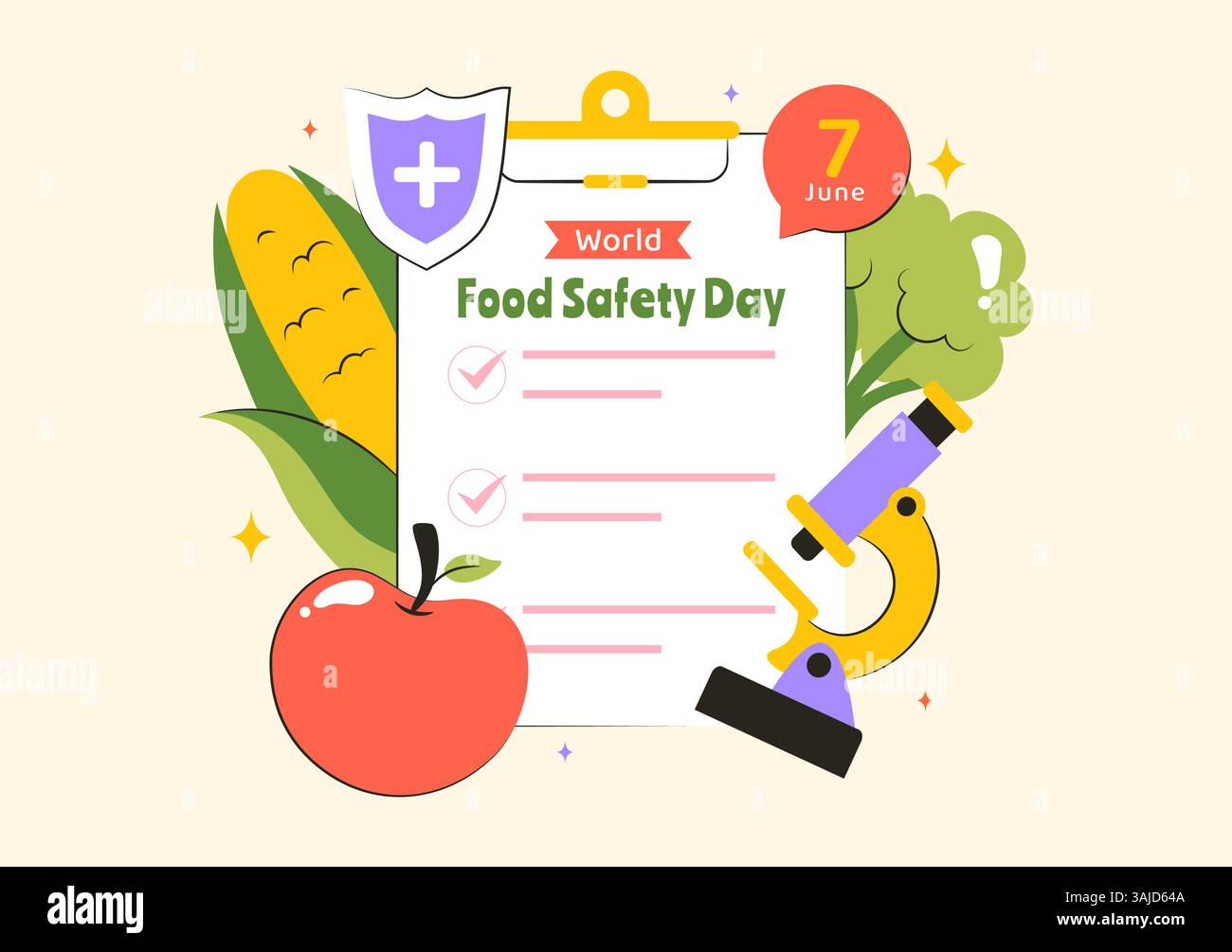 World Food Safety Day Vector Illustration on June 7 to Raise Awareness ...