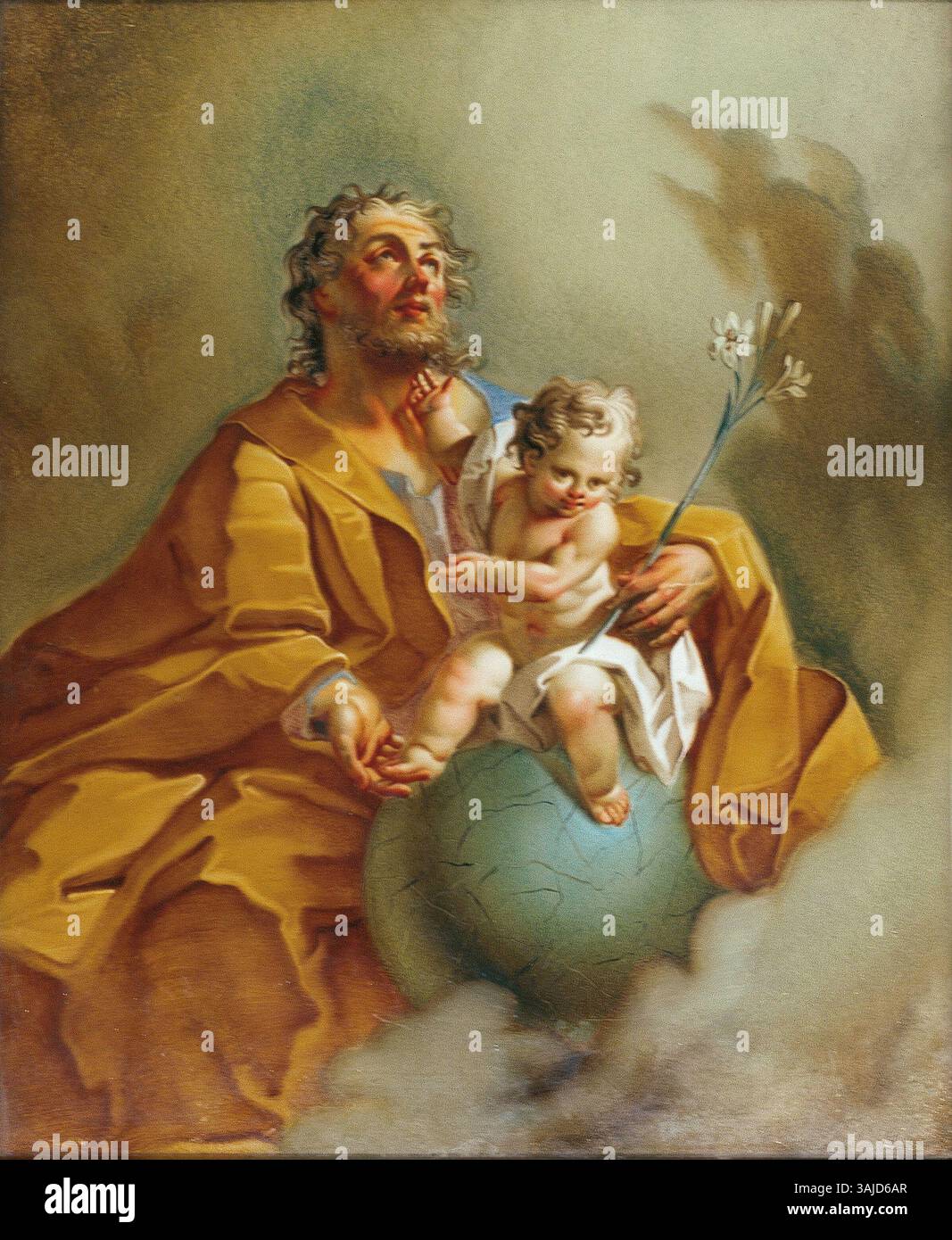 A 18th-century reverse glass painting by Joseph Haller, depicting Saint ...