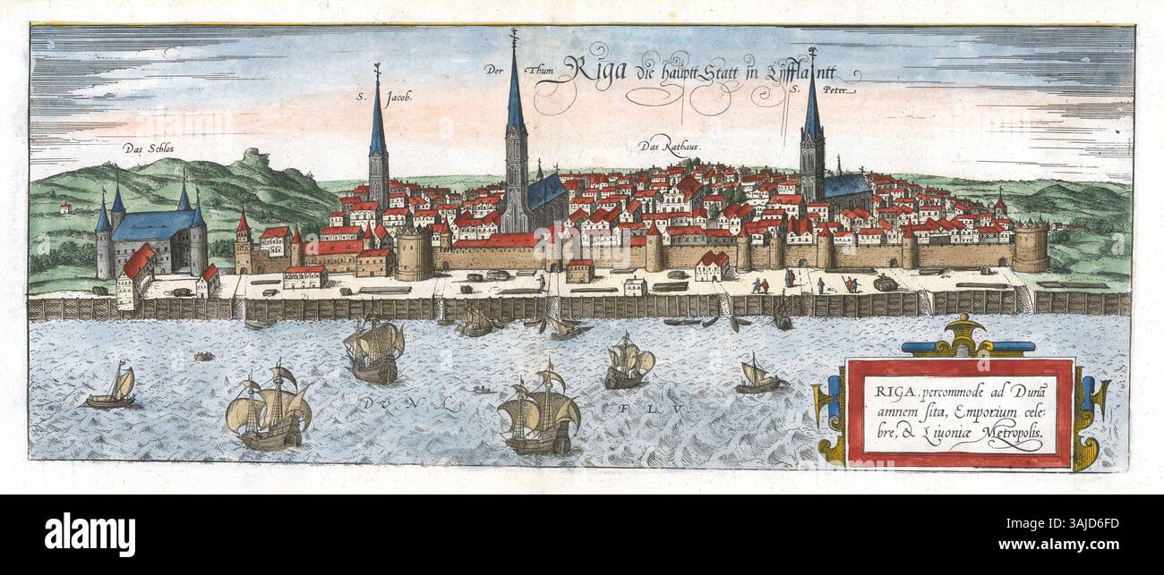 This 1572 panorama of Riga, published in 'Civitates Orbis Terrarum' by ...