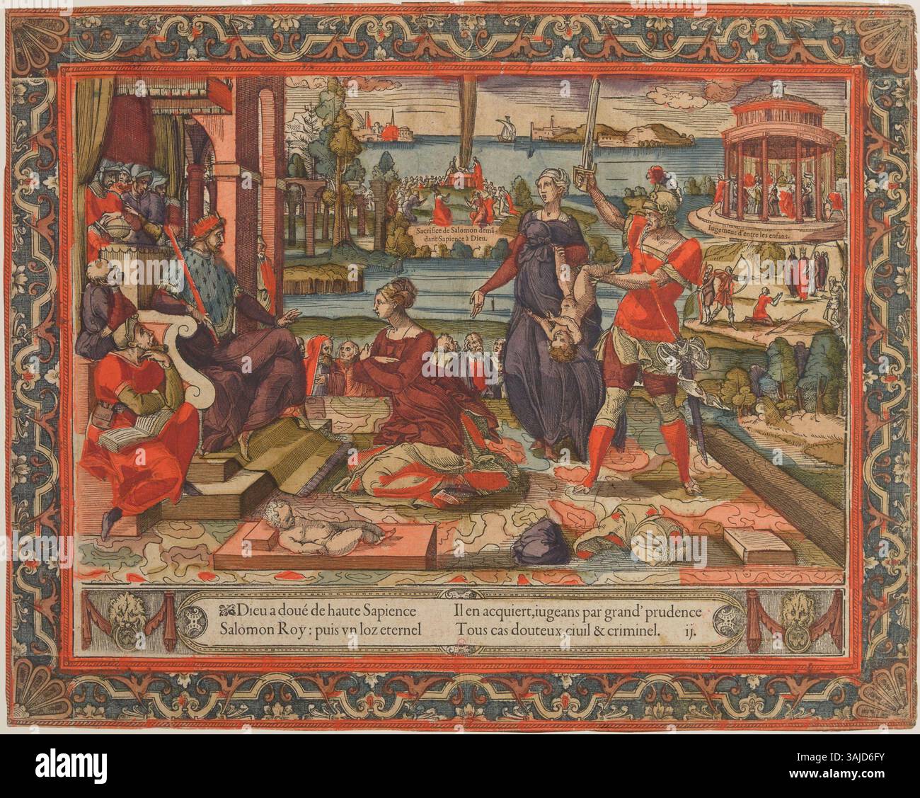 'Judgment of Solomon', an engraving by Germain Hoyau, created in 1560 ...