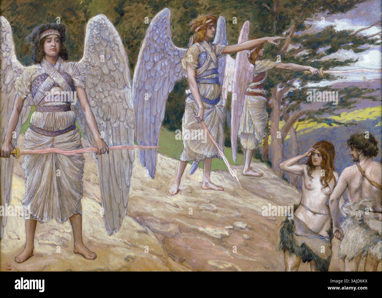 'Adam and Eve Driven from Paradise' by James Jacques Joseph Tissot, painted between 1896 and ...