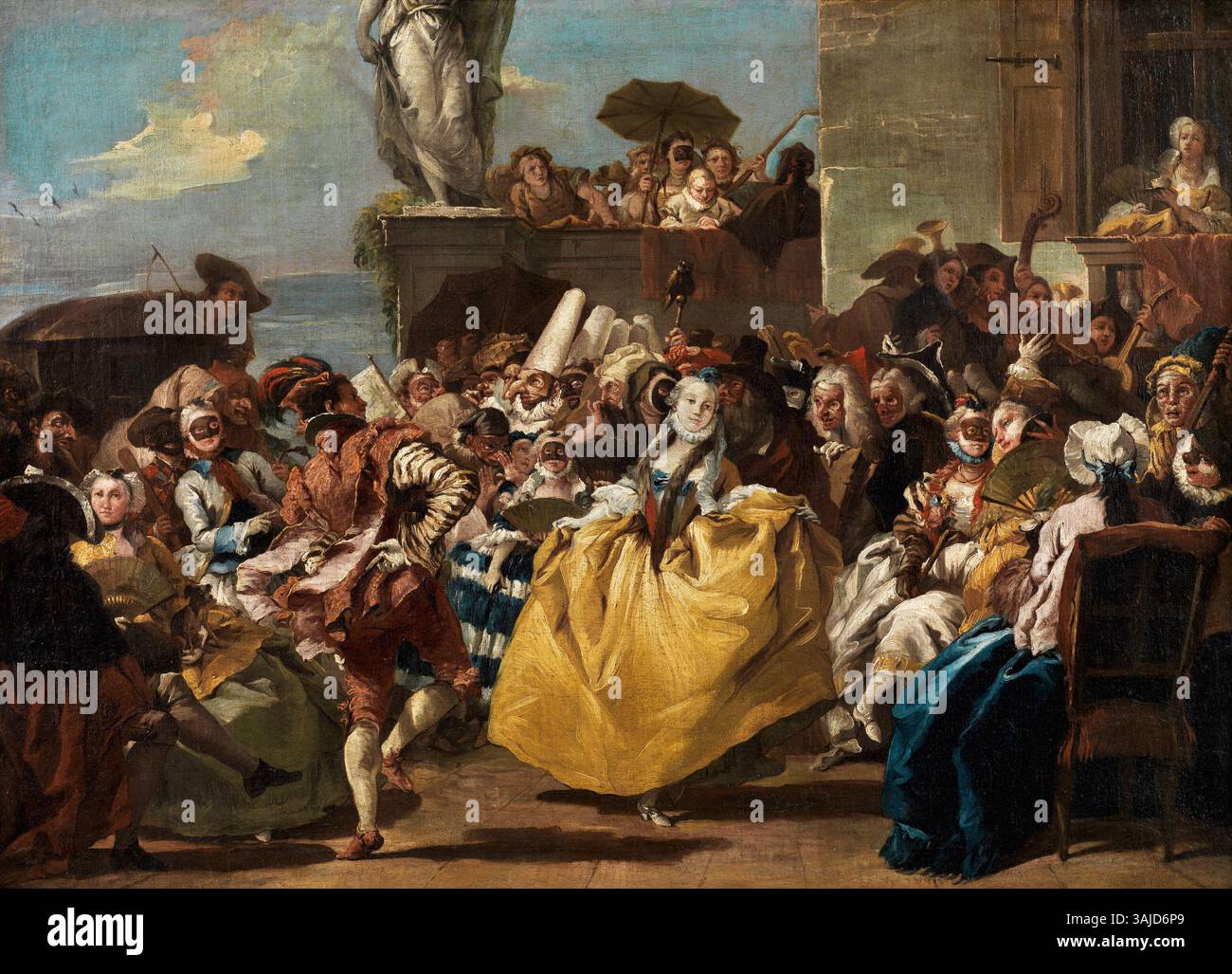 Attributed to Giovanni Domenico Tiepolo, this painting depicts a scene ...
