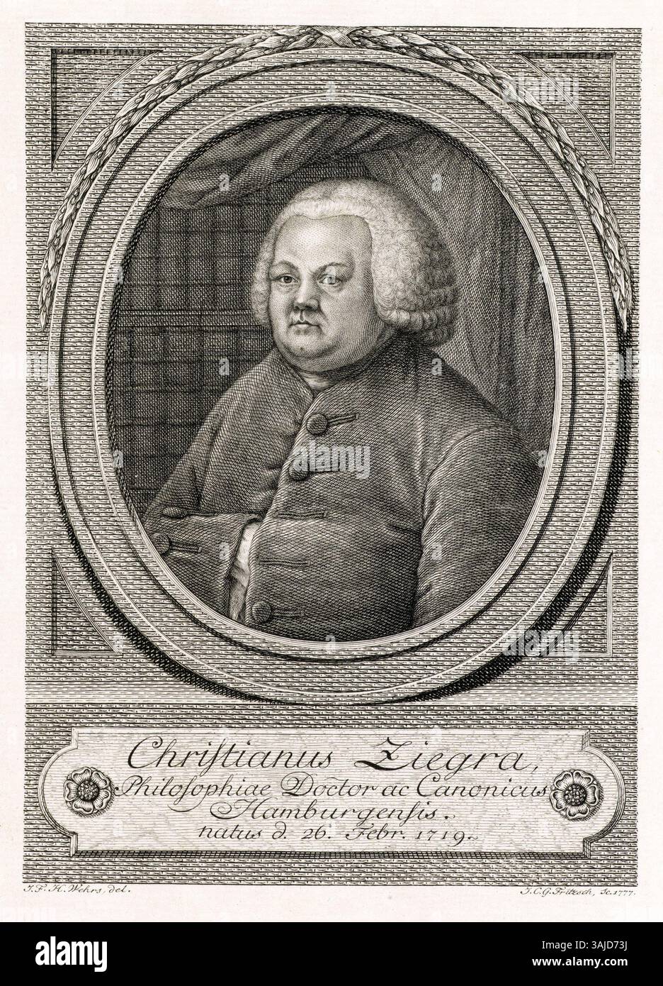 This copper engraving, from 1777, depicts Christianus Ziegra, a ...