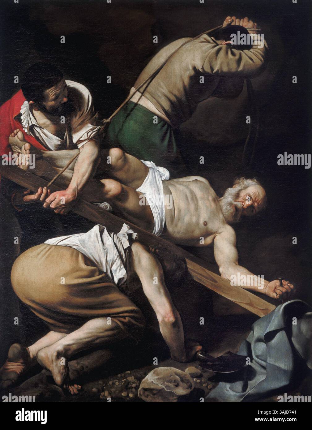 Caravaggio's 'Crucifixion of Saint Peter' (c.1600), depicting the ...