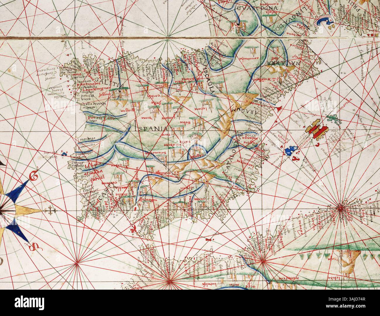 A 1555 map of the Iberian Peninsula from Angelo de Conte Freducci’s ...
