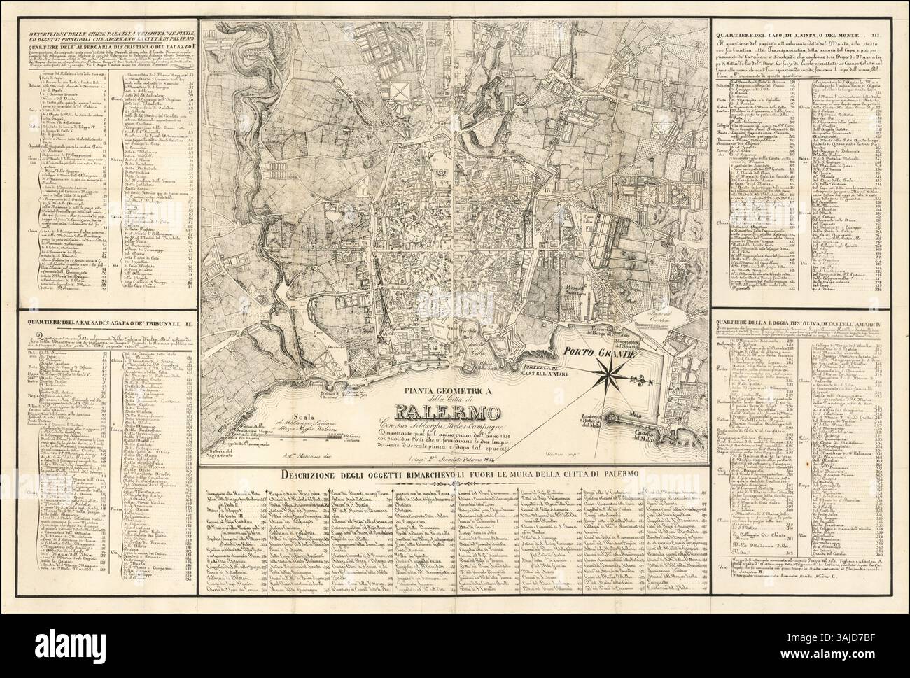 This 1834 map of Palermo, created by Antonio Musumeci, provides a ...