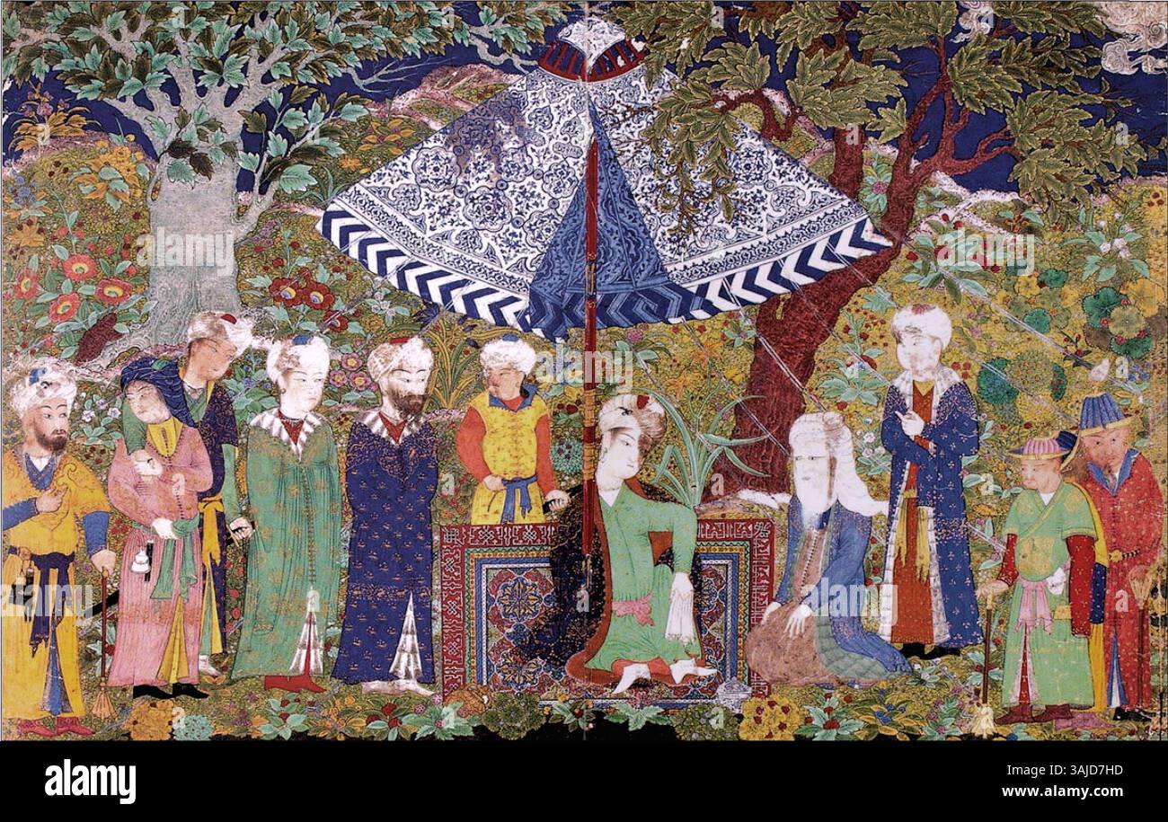 This scene from the Shah-nameh shows Yaqub-bey surrounded by attendants ...