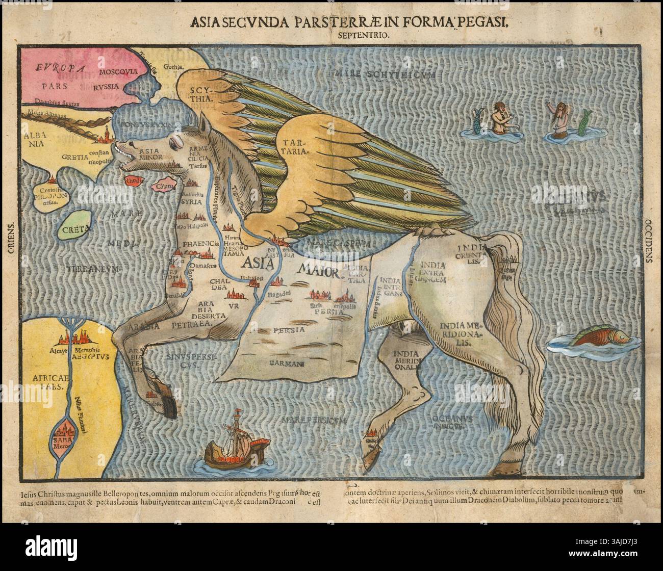 Heinrich Bünting's 1581 pictorial map creatively depicts Asia as the ...