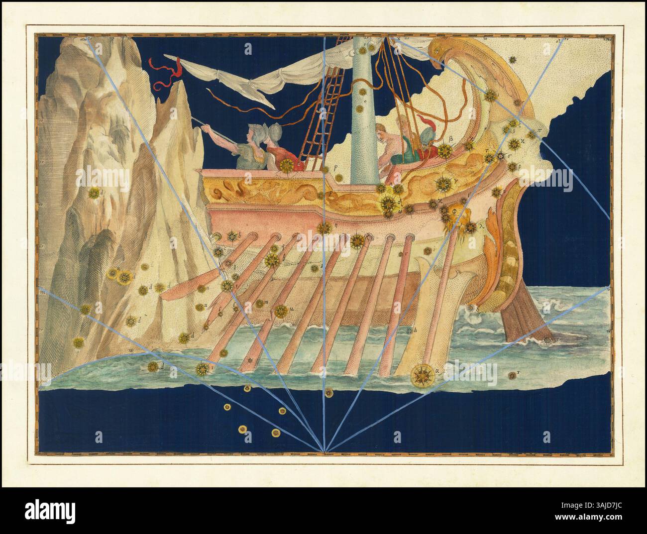 Argo Navis, a constellation depicted by Johann Bayer in 1603, shown in ...