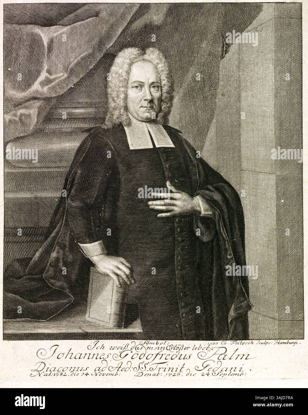 Portrait of Johann Gottfried Palm, engraved by Christian Fritzsch in ...