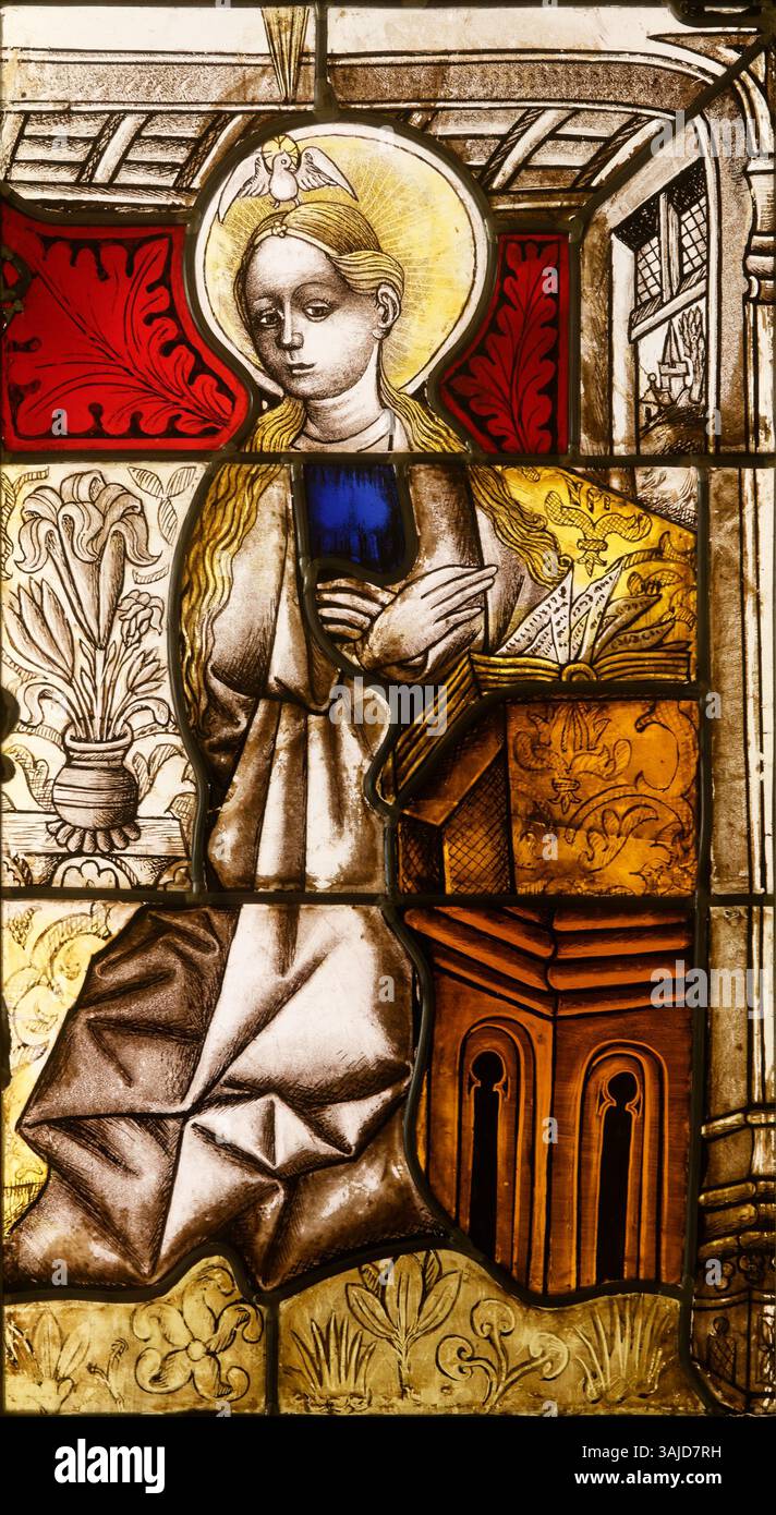 Annunciation scene depicting the Virgin Mary, Upper Rhine region, circa ...