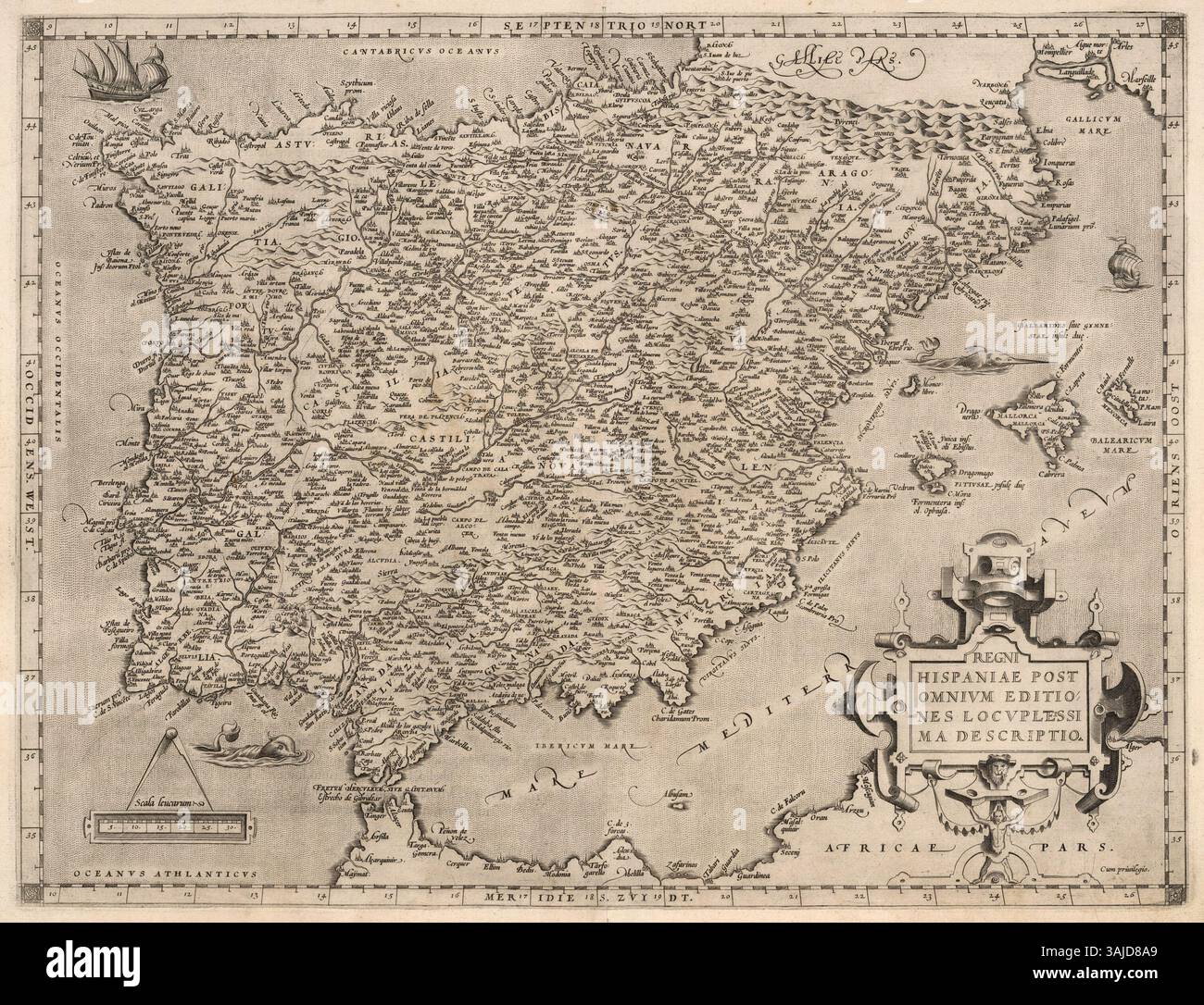This 1570 map of Spain, created by Abraham Ortelius for his Theatrum ...