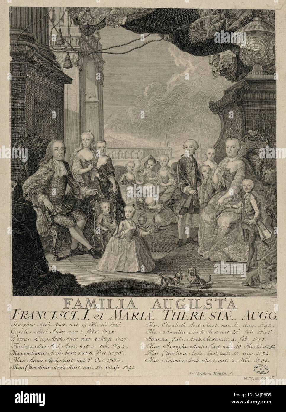 A print from 1756-1770 featuring the family of Francis I and Maria ...