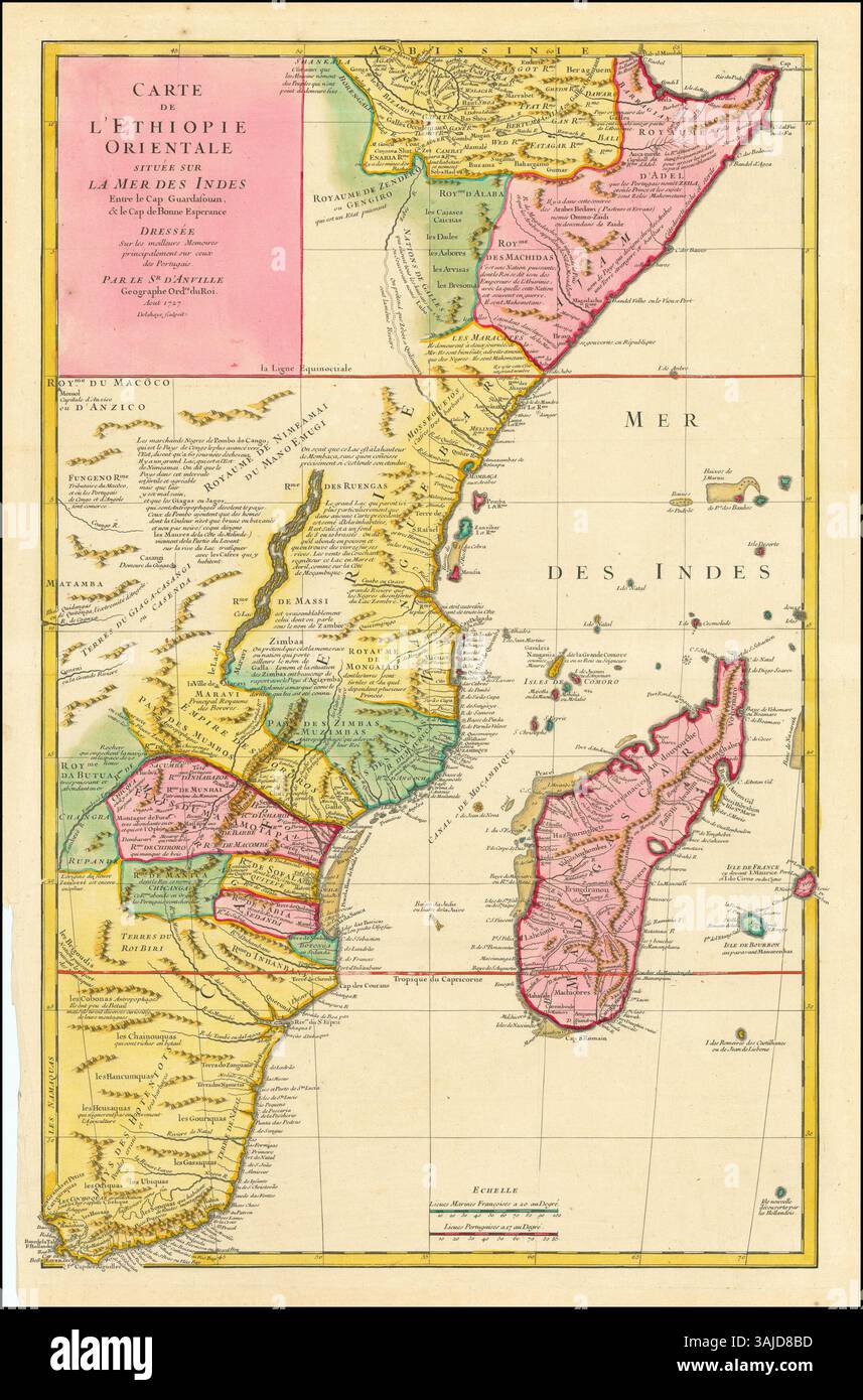 A 1727 map of East Africa by Jean-Baptiste Bourguignon d'Anville ...