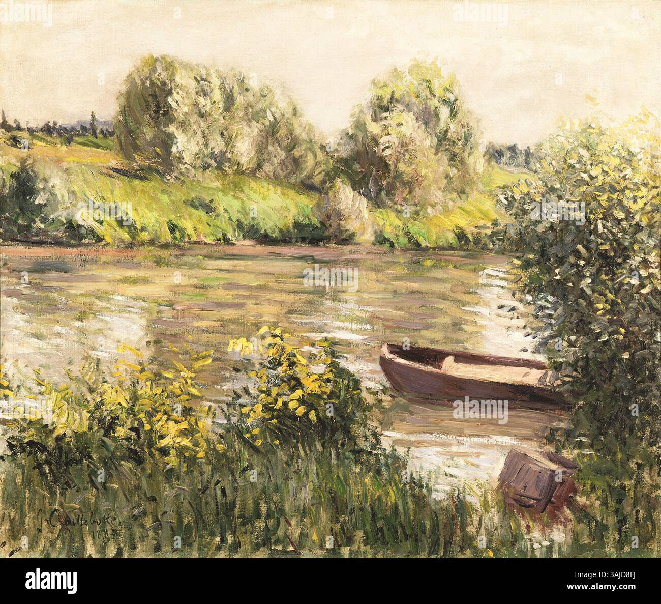 Gustave Caillebotte's 1883 oil painting 'Barque près de la rive ...