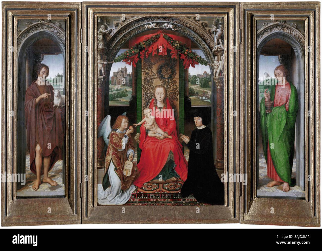 The Small Triptych of St. John the Baptist (1485-1490) by Hans Memling is a religious painting ...