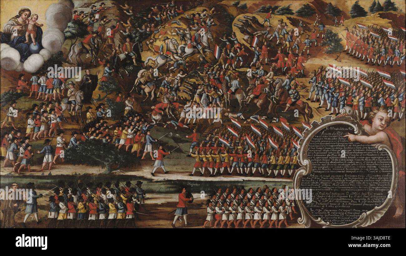 This religious ex-voto painting, dating from 1758, depicts the Battle ...