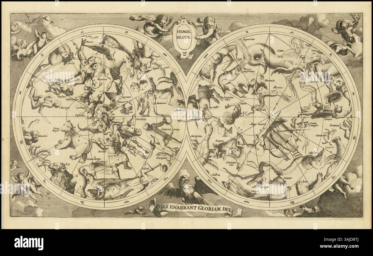 This celestial map, created by François Halma in 1720, illustrates the ...