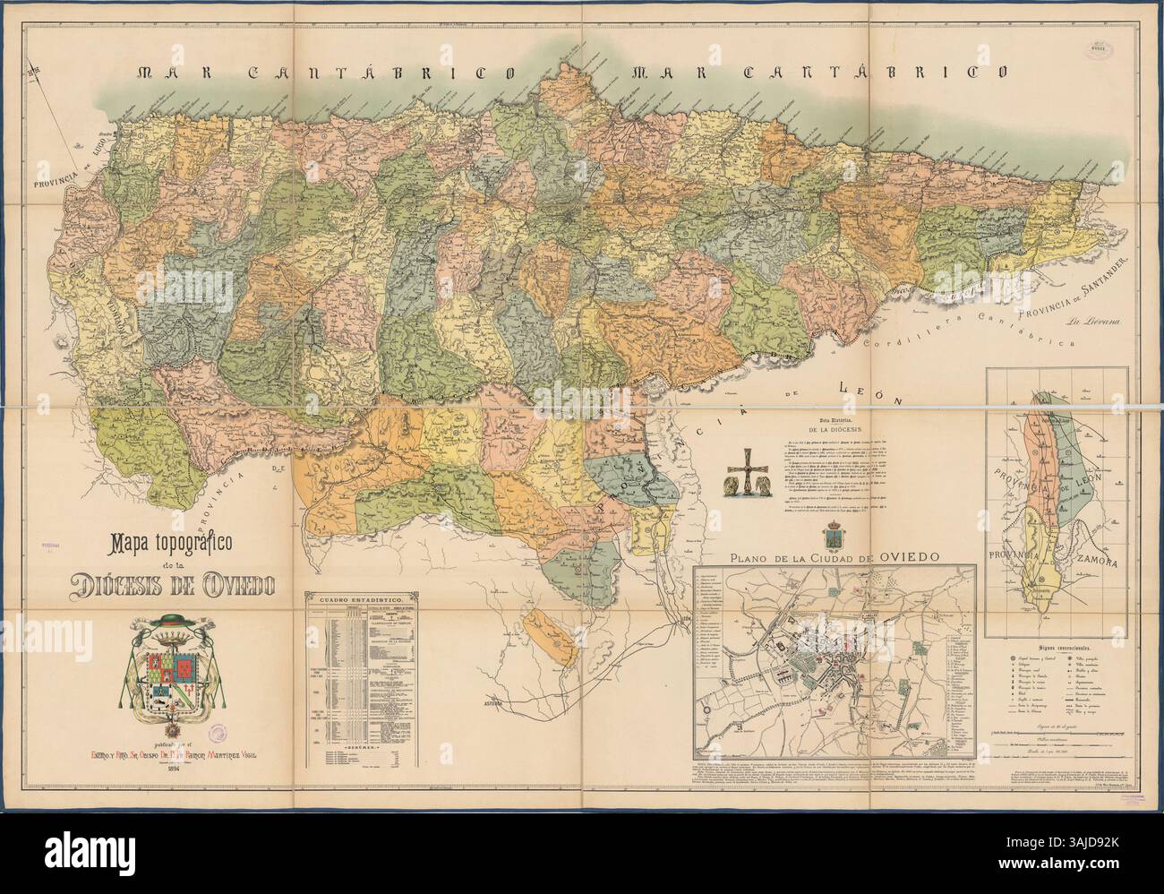 This 1894 map by J. Vallaure and Ramón Martínez Vigil shows the diocese ...