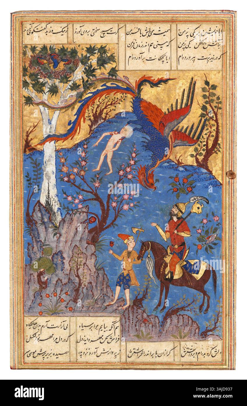 Illustration from the Shahnama of Firdawsi, Safavid Iran, depicting Zal ...