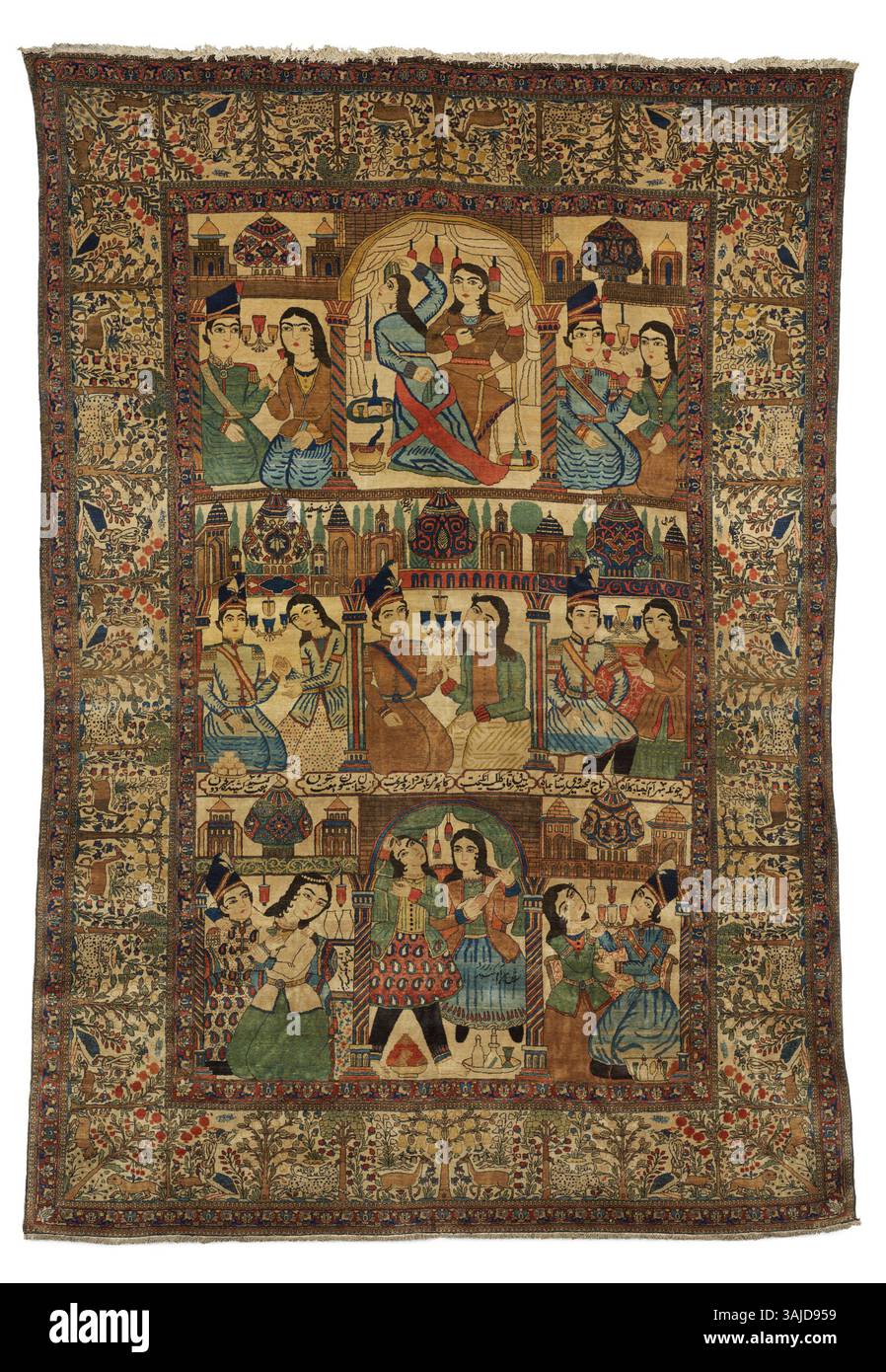 Rare Kashan Mohtasham carpet from the late 19th century, depicting ...