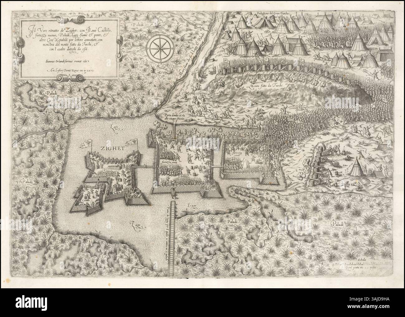 This 1602 edition of the 1566 map of the Battle of Szigetvár by Antonio ...